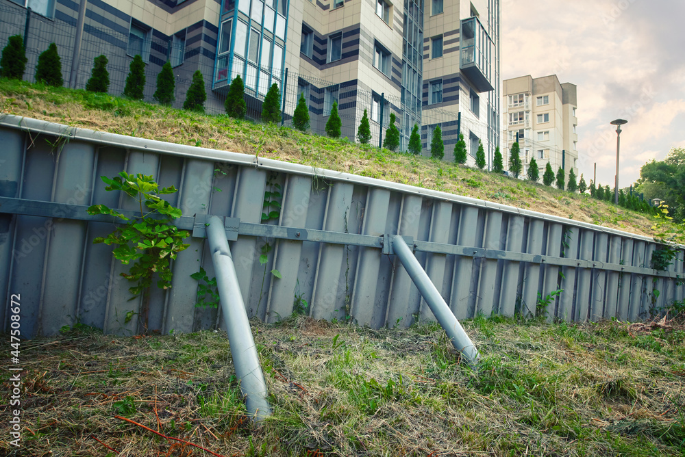 Steel sheet piles retaining wall structure. Sheet piling wall series of ...