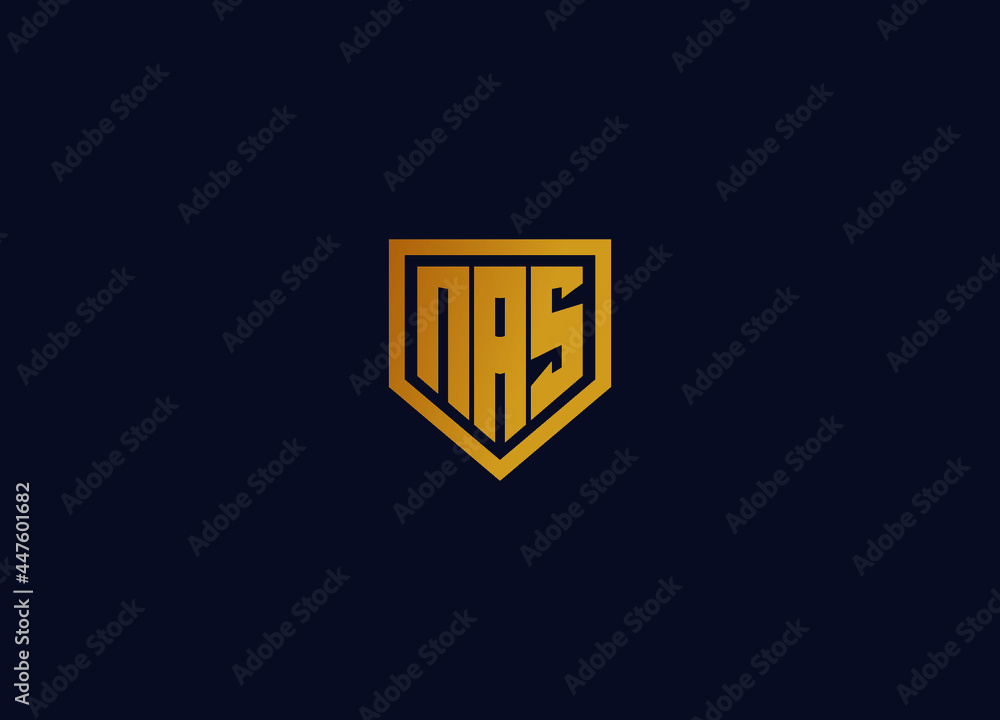 Modern luxury Elegant triangular Initial Letter Type monogram NAS Logo ...