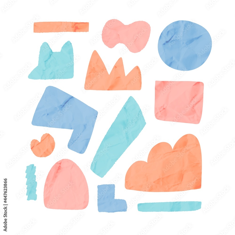 Collection of different torn paper shapes with crumpled texture in ...