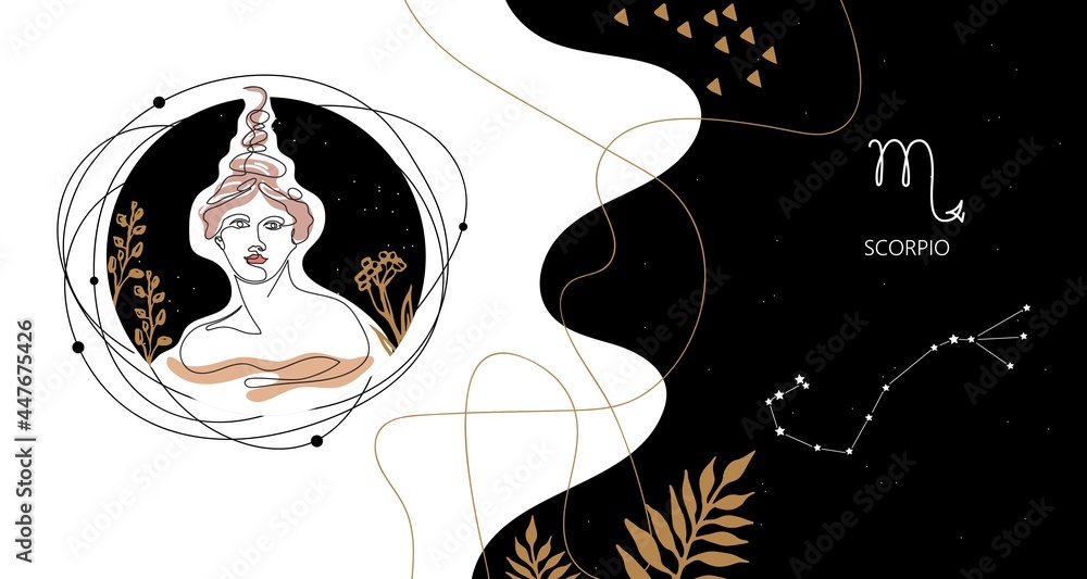 Zodiac background. Constellation Scorpio. The element of water. Stock ...