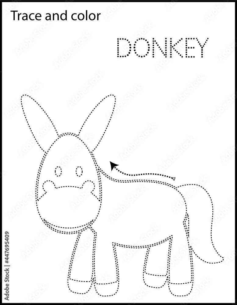 Printable coloring page for kindergarten and preschool Tracing Animal ...