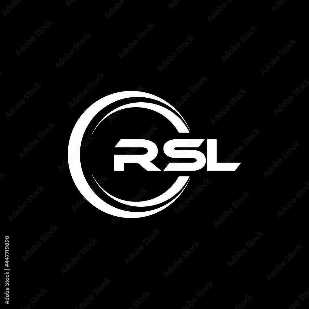Vector de Stock RSL letter logo design with black background in ...