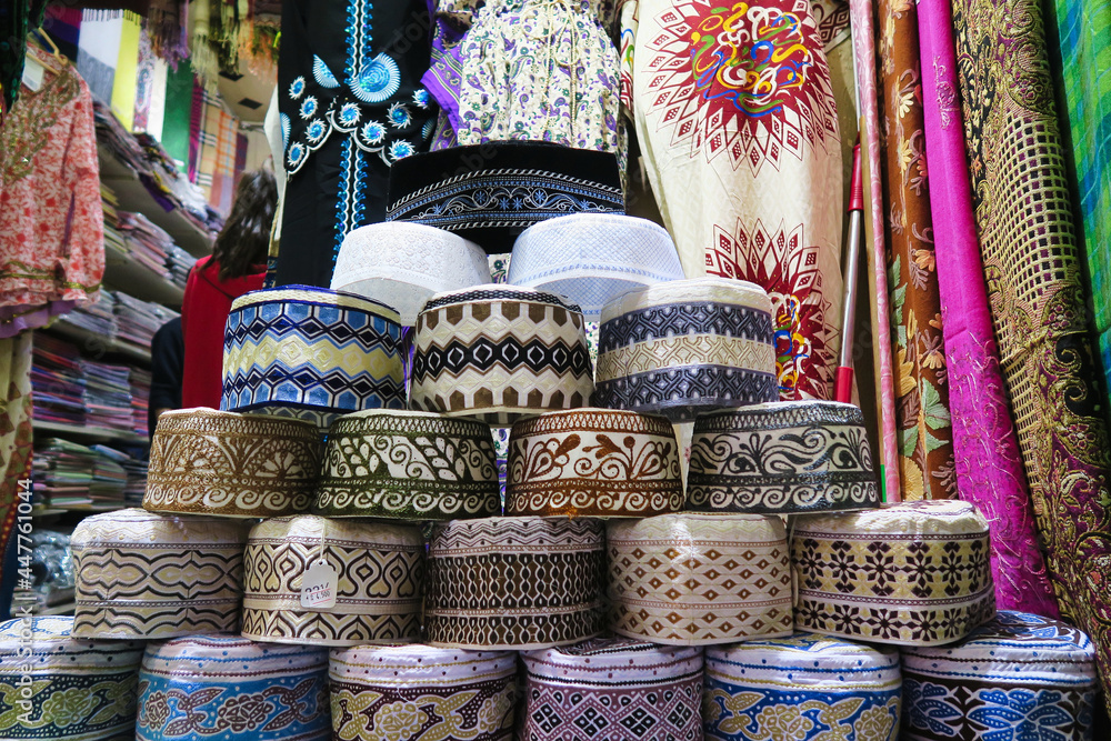 The Kumma is the typical handmade Omani cap, colorful traditional hat ...