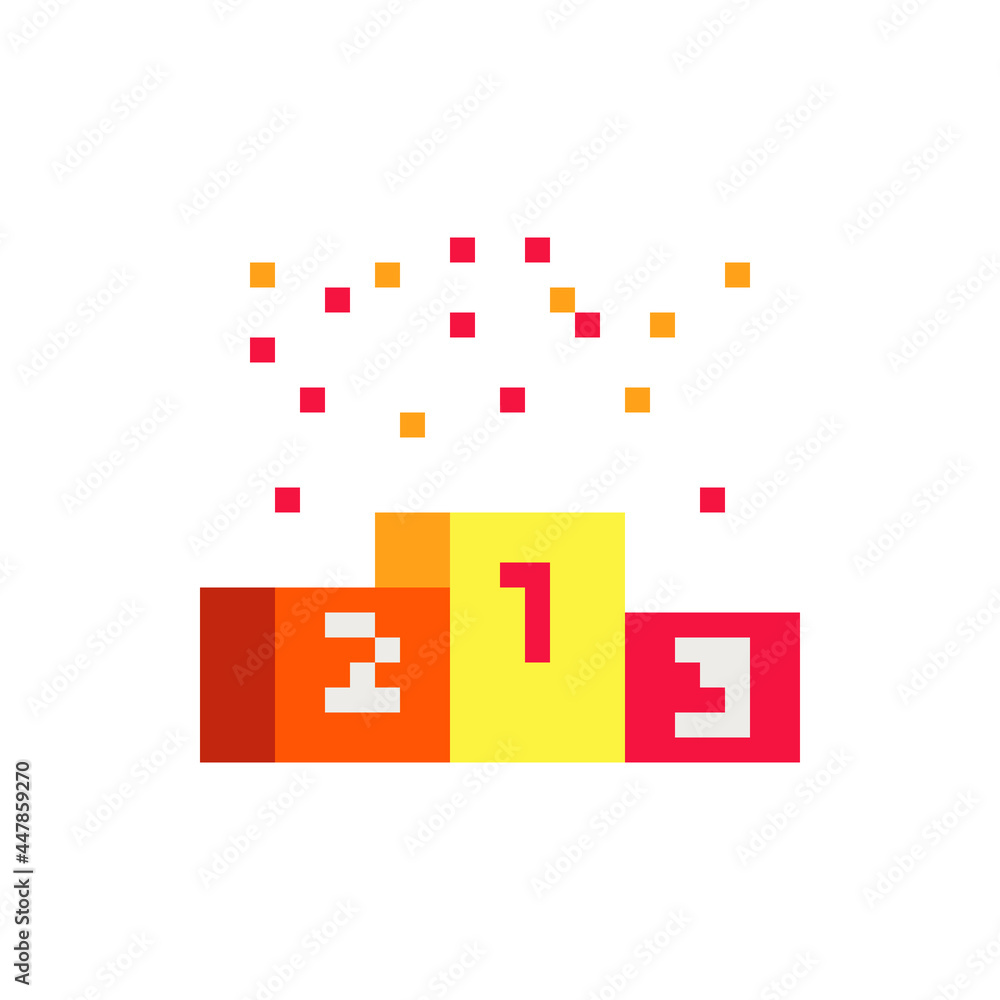 Winners podium pixel art icon. Old school computer graphic design. 8 ...