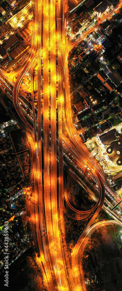 Road traffic transportation. Road and Roundabout, multilevel junction ...