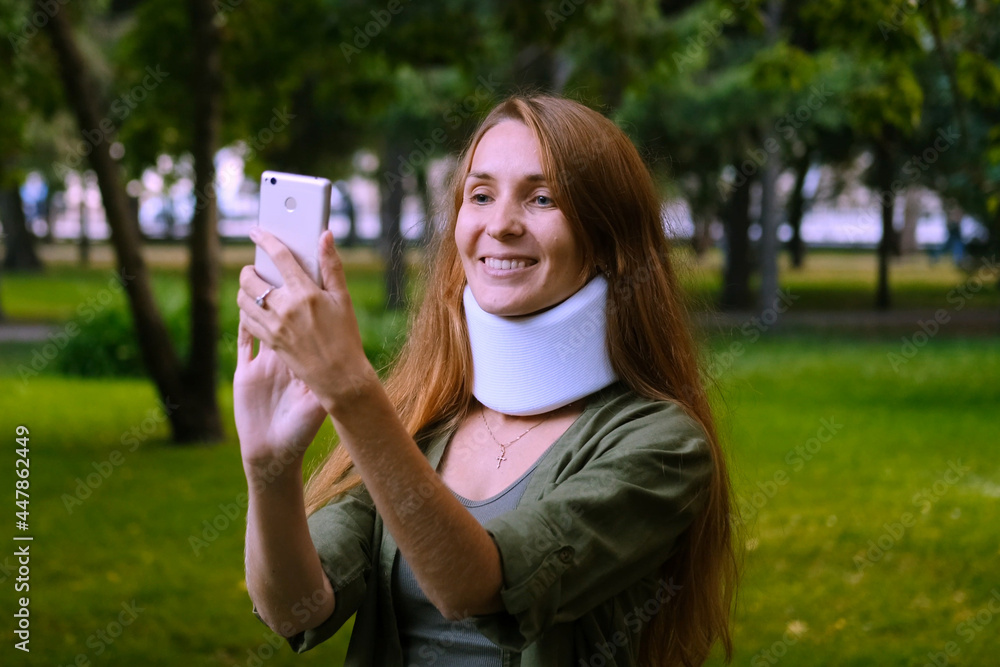 Rotary subluxation atlanta, a woman wears a cervical collar from injury ...