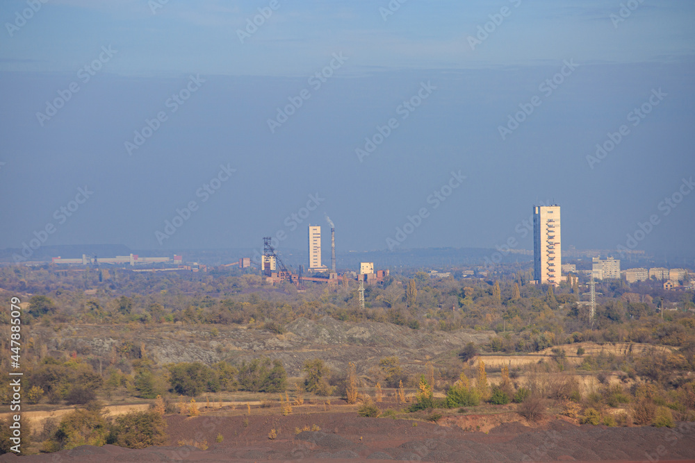 Erosion and sinkholes at the site of post-demolition mining. This photo ...