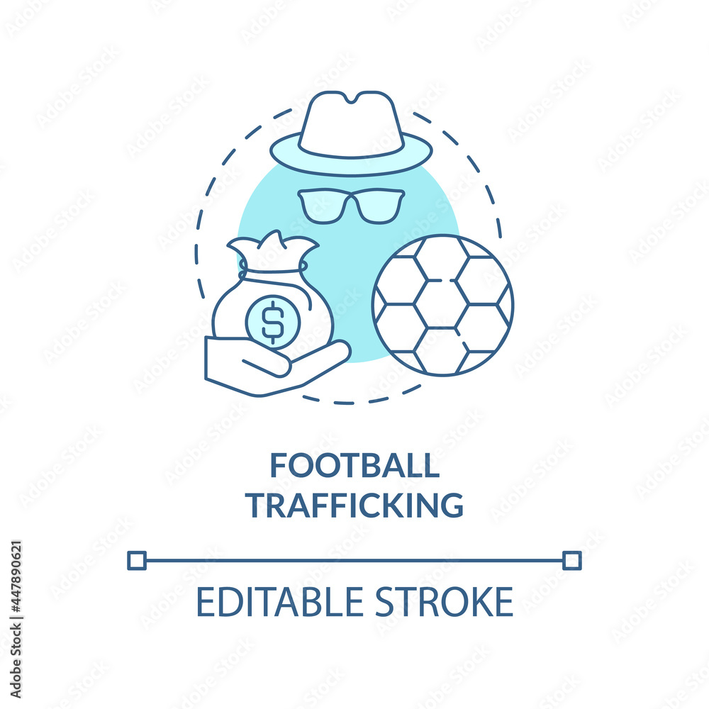 Football trafficking blue concept icon. Human abduction in sport ...