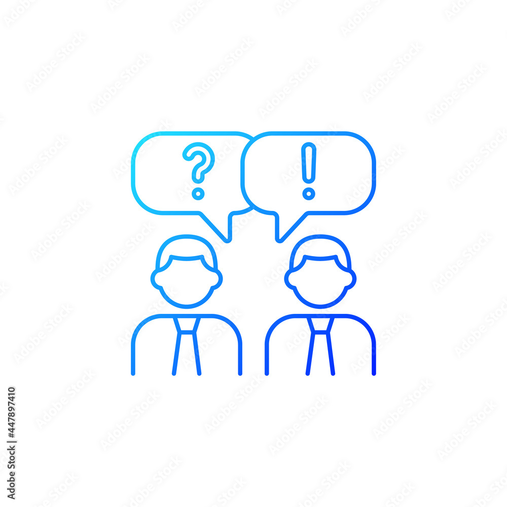 Communication gradient linear vector icon. People talking. Verbal and ...