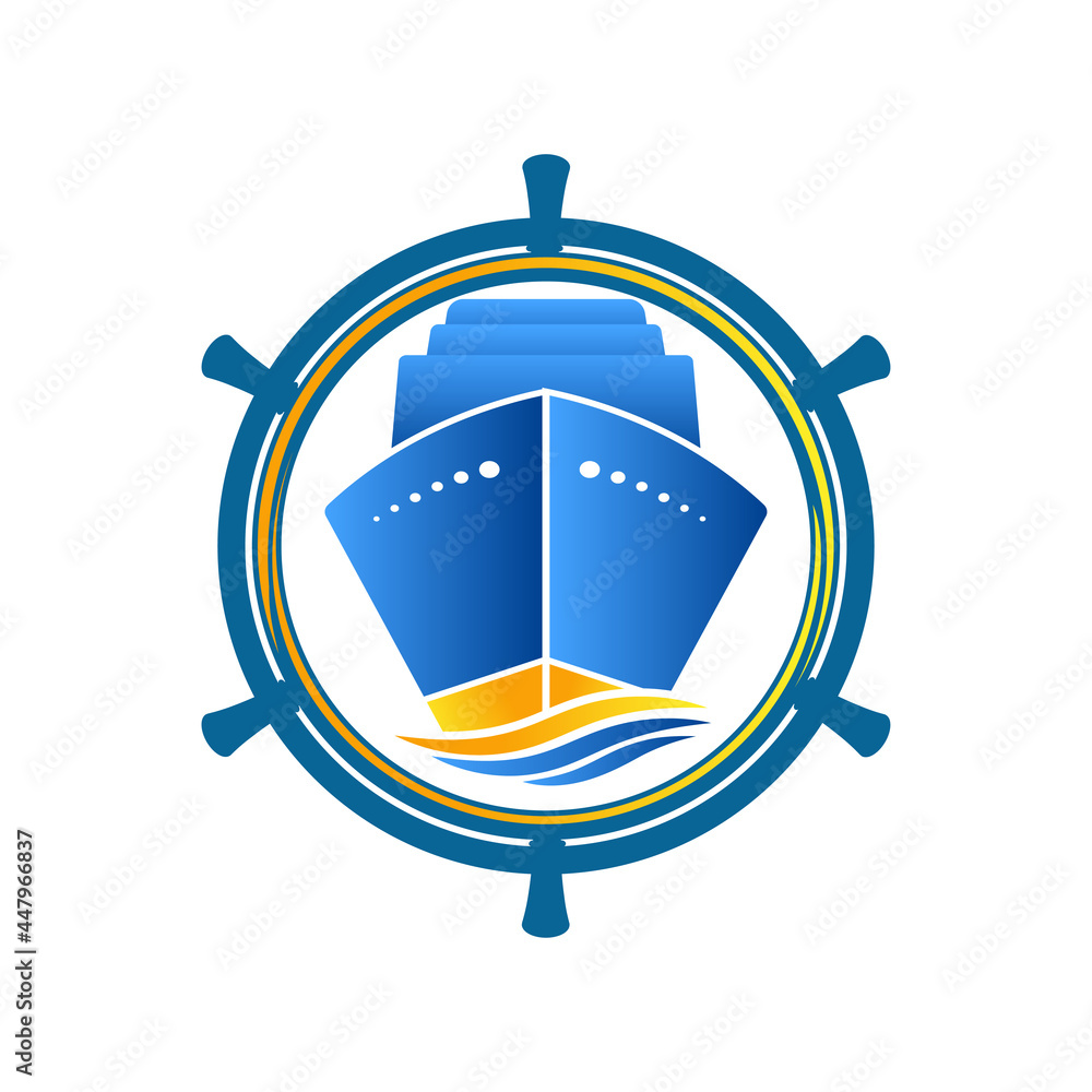 logo kapal barang muatan dengan gaya gradasi dengan latar belakang ...