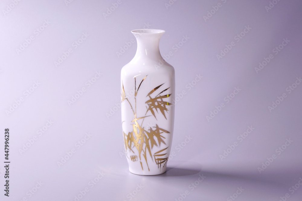Antique Chinese Eggshell porcelain vase on grey color background ...