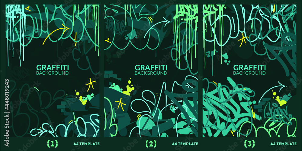 Dark Abstract Flat Urban Street Art Graffiti Style A4 Poster Vector ...