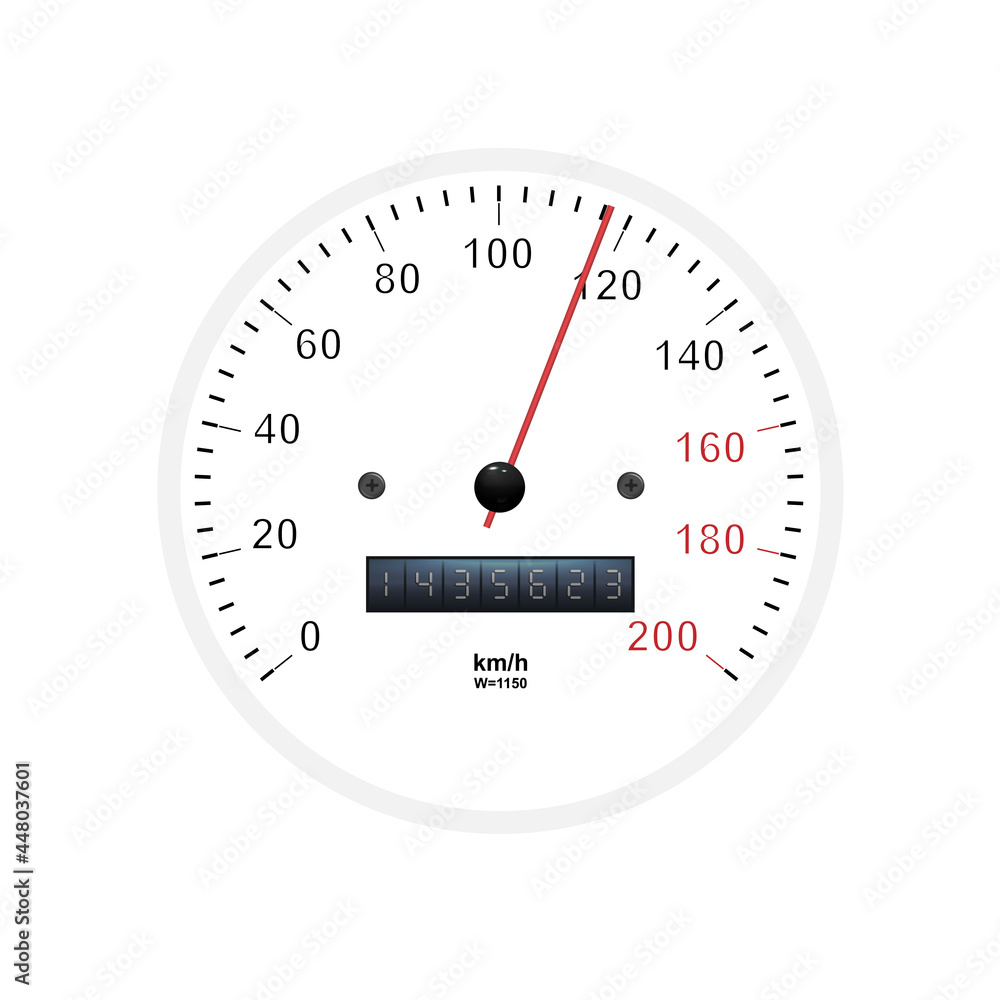 Realistic speedometer. Sport car odometer with motor miles measuring ...