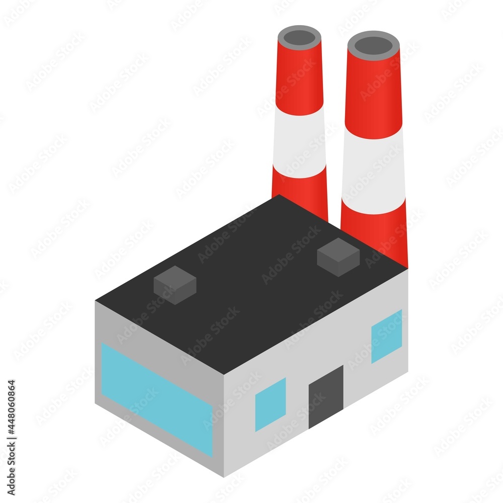 Power plant icon isometric vector. Industrial building, electricity ...