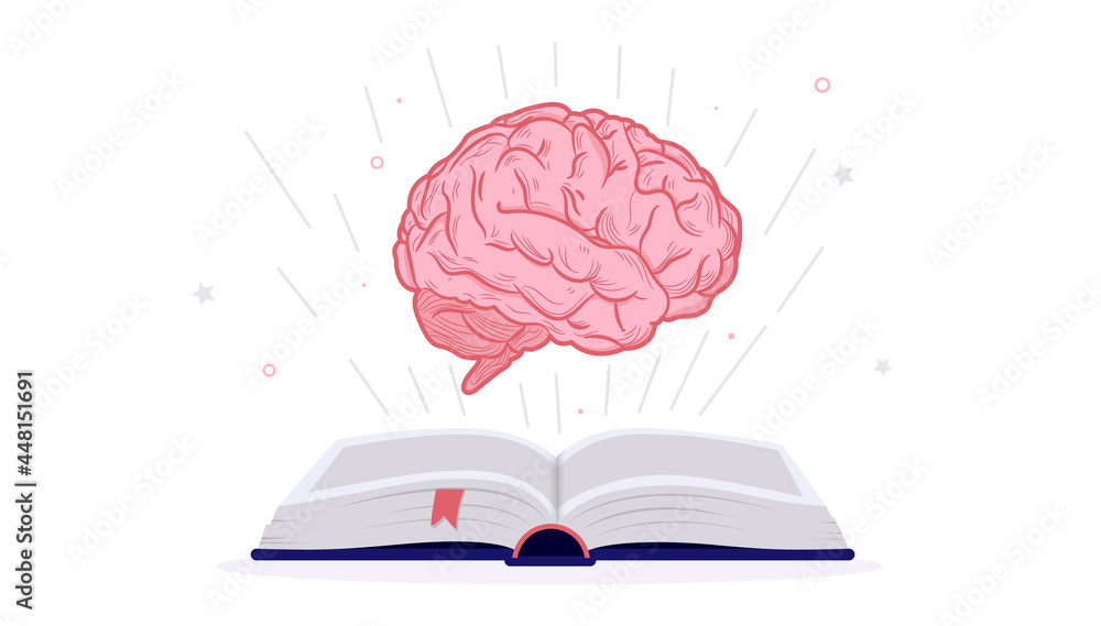 Gain knowledge from books - Open text book lying down with big human ...
