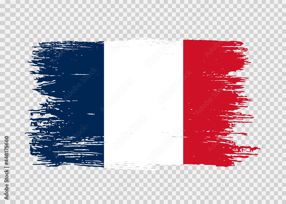 France flag with brush paint textured isolated on png or transparent background,Symbol of France ...