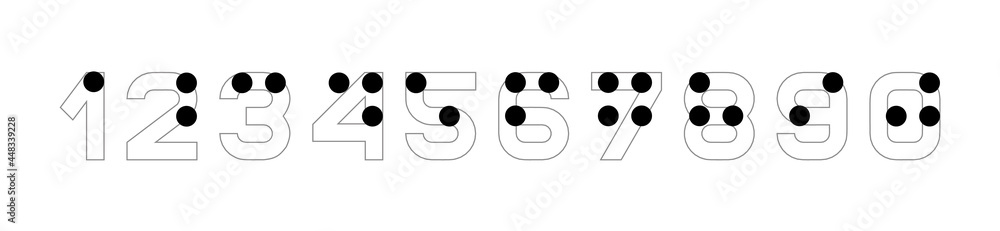 Vector de Stock Braille numbers. Tactile writing system used by people ...
