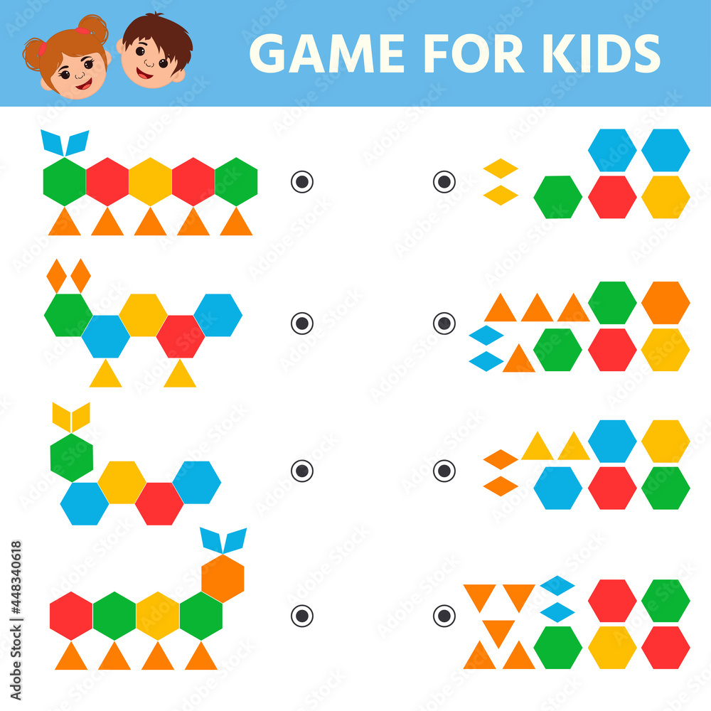 Education logic game for preschool kids. Connect the details and ...