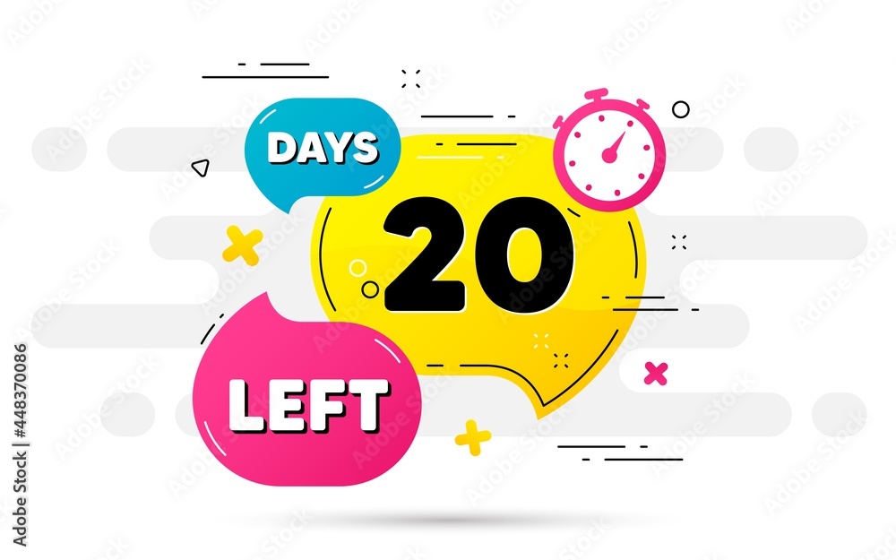 Twenty days left icon. Countdown number on abstract flow pattern. 20 ...