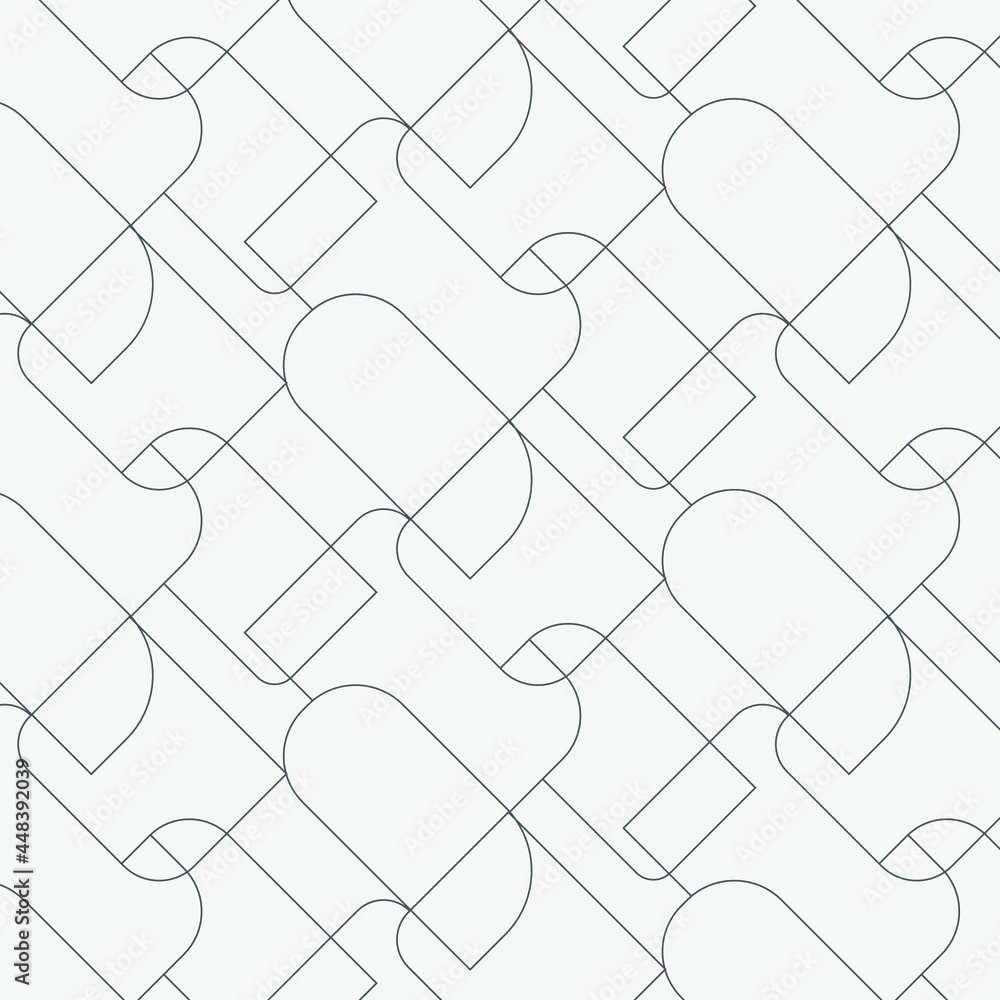 Vetor Geometric vector pattern, repeating thin linear square diamond shape and rectangle with ...
