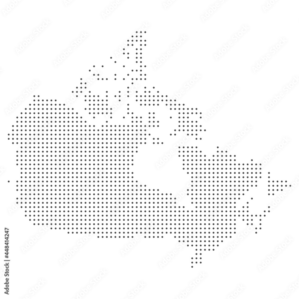 Map of Canada. Silhouette of Canada country map. Halftone dots Vector ...