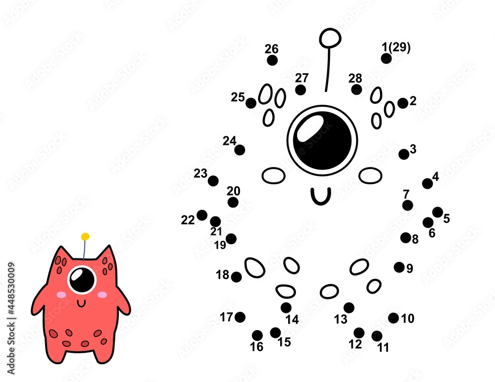 Connect the dots and draw a cute alien character. Join the numbers ...