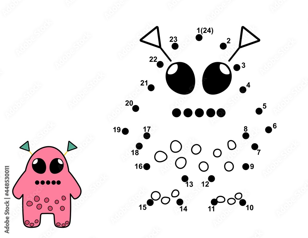 Стоковое векторное изображение «Connect the dots and draw a cute alien ...