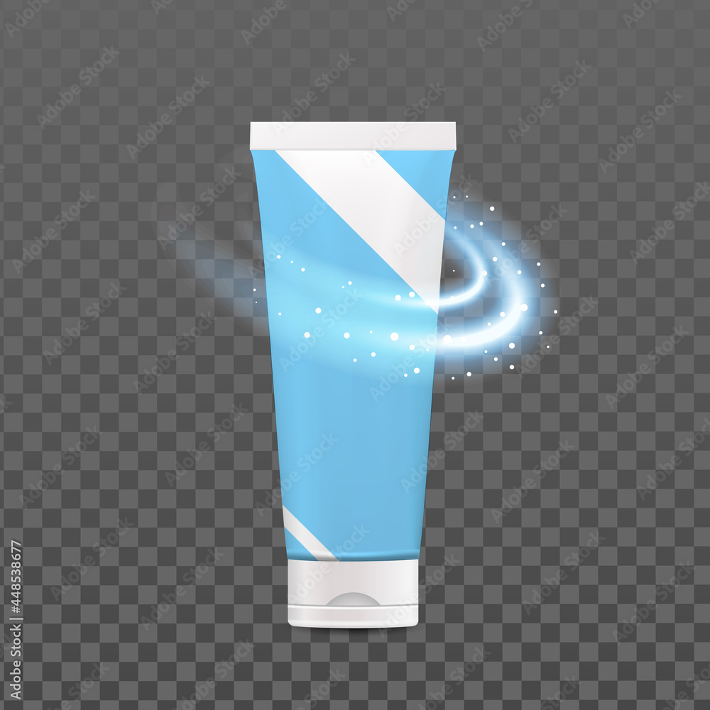 Toothpaste Blank Tube Package And Sparkle Vector. Aromatic Refreshment ...