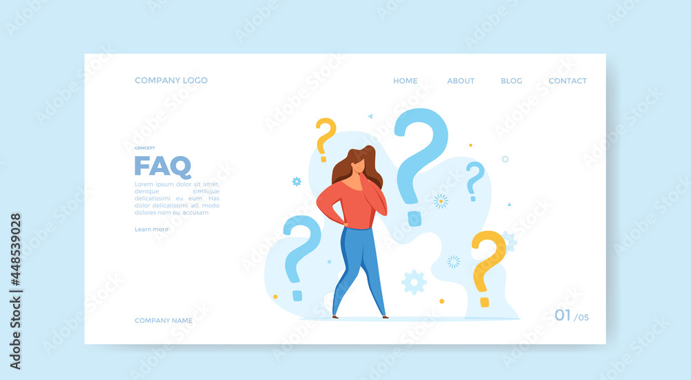 FAQ concept of men looking through magnifying glass at interrogation ...