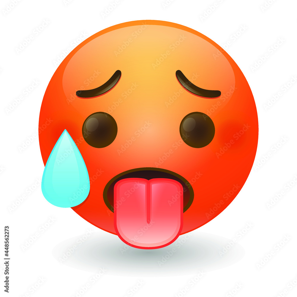 Hot Face Emoji Icon Illustration Sign. Overheated Vector Symbol ...