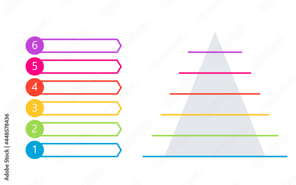 Blank 6 level pyramid template. Clipart image Stock Vector | Adobe Stock