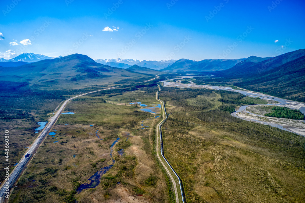 Aerial View of the Dalton Highway during the Alaska Summer Stock Photo ...
