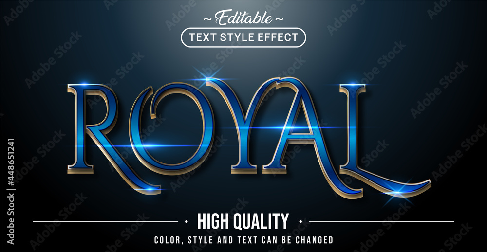 Editable text style effect - Royal Blue text style theme. Stock Vector ...