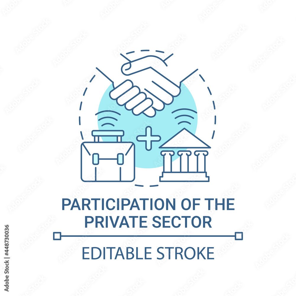 Participation of private sector blue concept icon. Business and ...