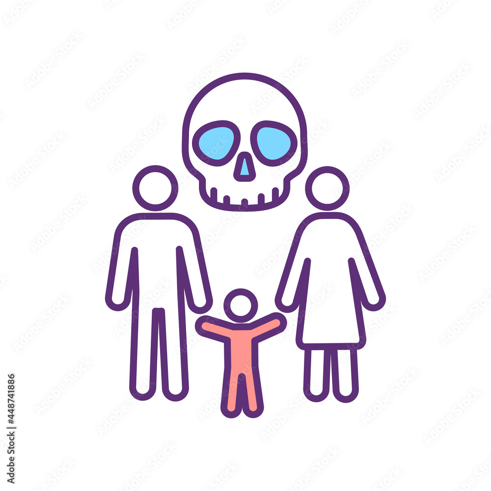 Vetor Family threat RGB color icon. Treaten victims of slavery ...