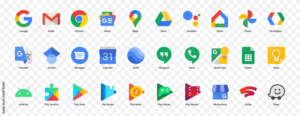 Image Vectorielle Stock Google App Icons Set Isolated Google Logos Image Vectorielle Stock Google App Icons Set Isolated Google Logos