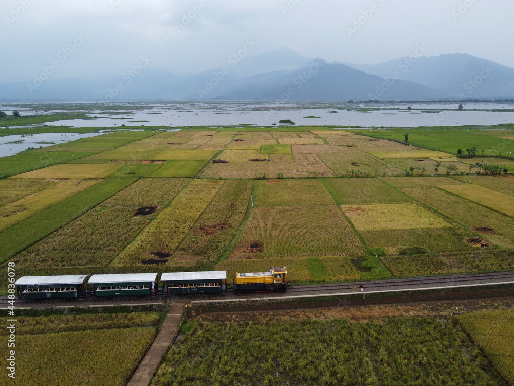 Ambarawa station line to Tuntang station which crosses Rawa Pening Lake ...
