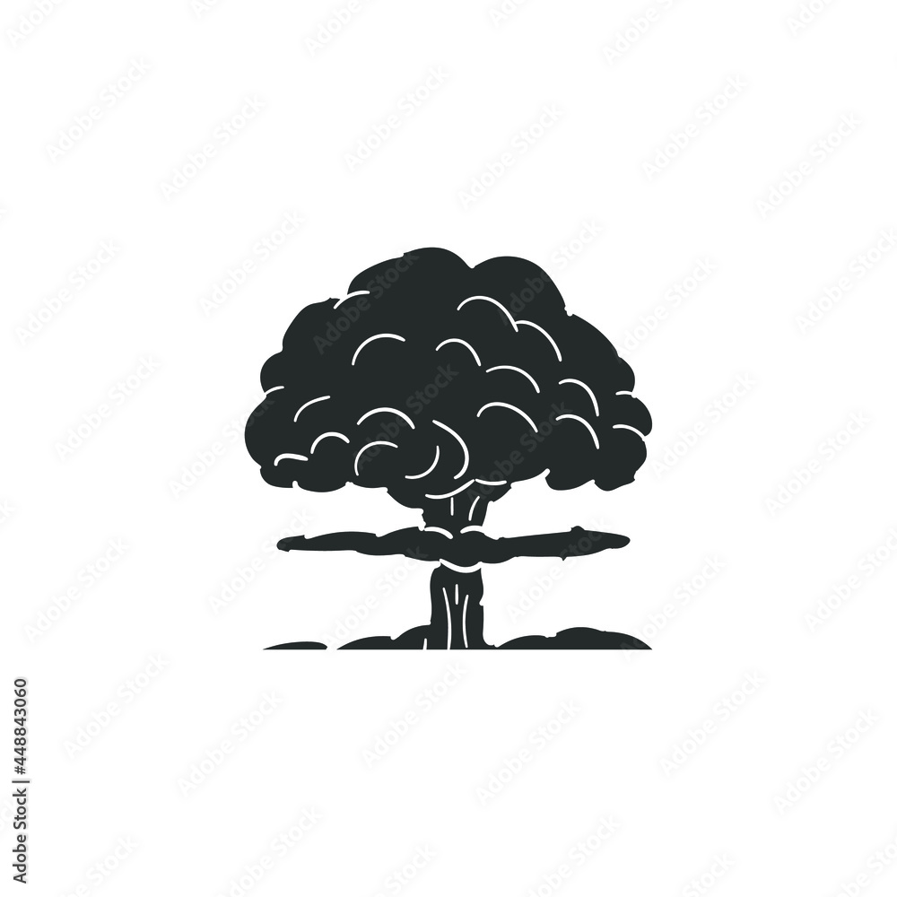 Nuclear Explosion Icon Silhouette Illustration. Atomic Bomb Vector ...