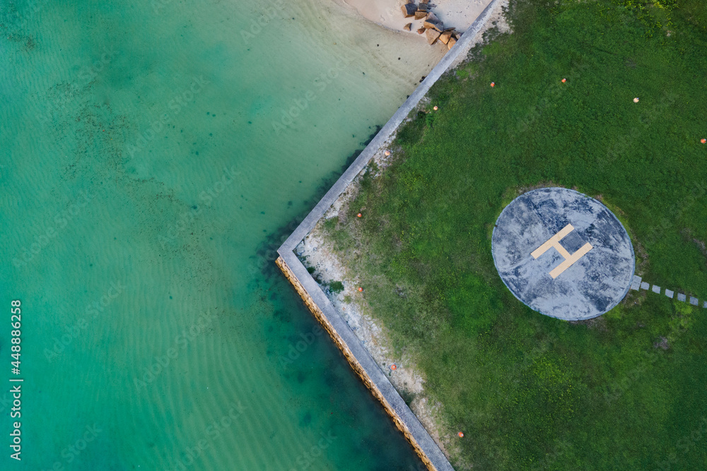 helipad top view, helicopter landing area on beach Stock Photo | Adobe ...