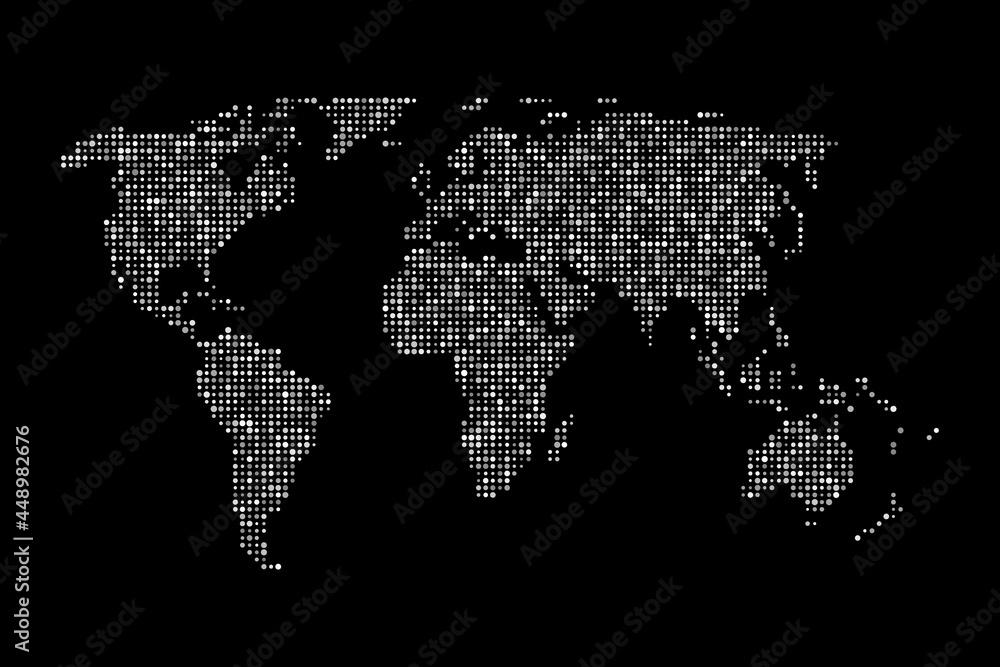 Vector de Stock Dotted world map. Dots globe world map. global ...