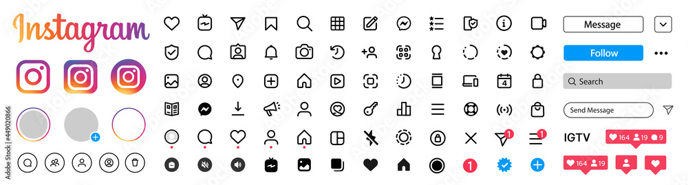 Instagram icon set. Stories user button, symbol, sign logo. Stories ...
