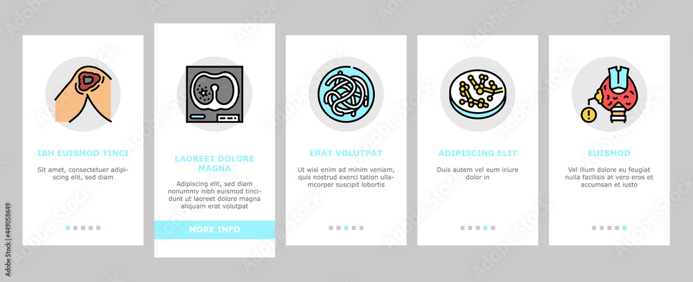 Bacteria Infection Onboarding Mobile App Page Screen Vector. Candida ...