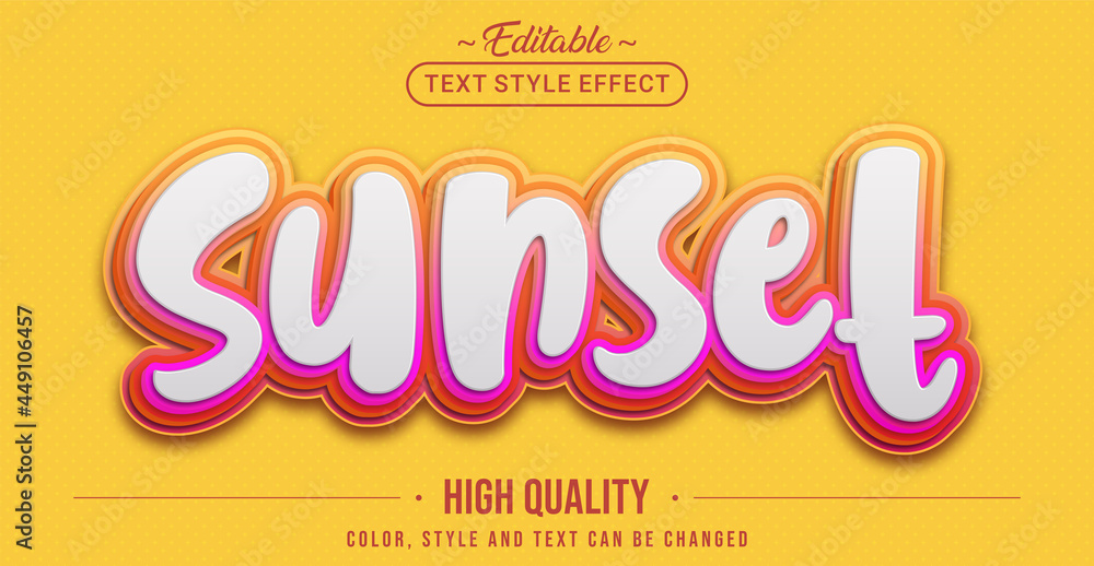 Editable text style effect - Sunset text style theme. Stock Vector ...