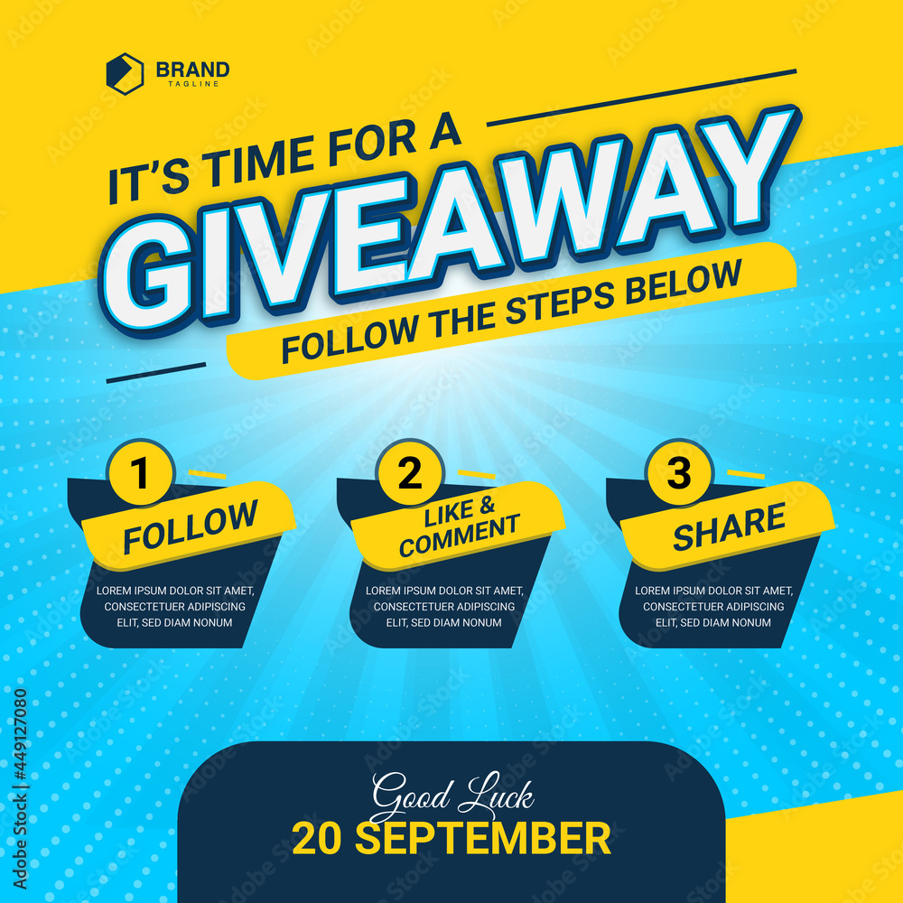 Giveaway steps for social media post with 3 steps to win Stock Vector ...