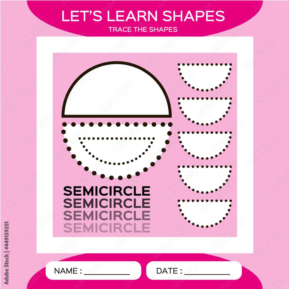 Stock-Vektorgrafik „Semicircle. Basic geometric shapes. Elements for children. Learn Shapes ...