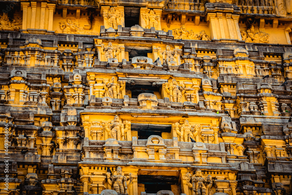 Entrance tower ( Gopuram) of Varadharaja Perumal Temple and Lord Atthi ...