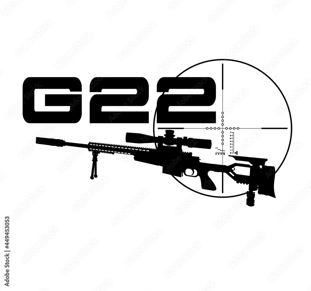 G22 special Sniper rifle, long range rifle with line drawing visor and ...