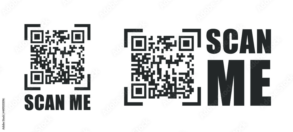 Scan me qr code smart phone icon symbol. Barcode scanner info logo sign ...