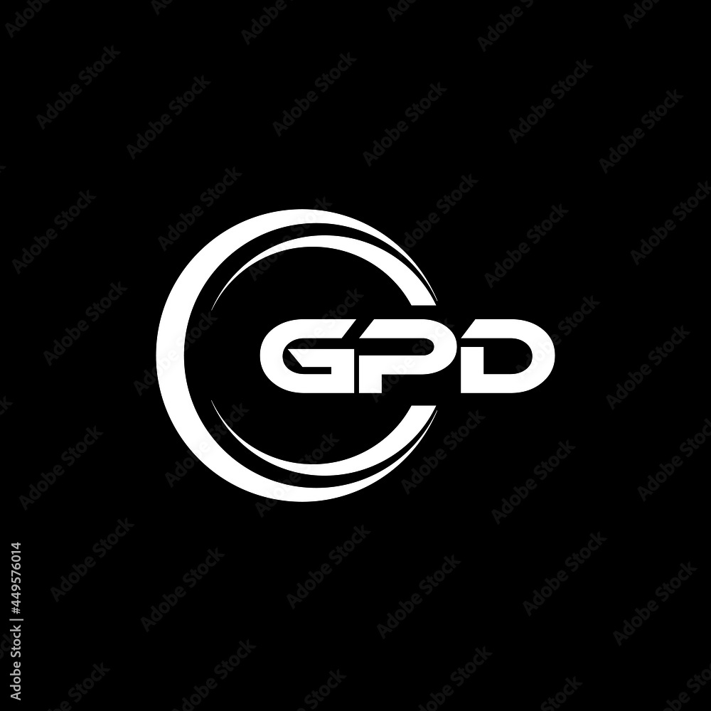 GPD letter logo design with black background in illustrator, vector ...