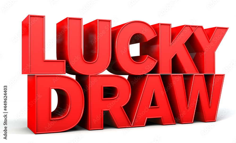 Lucky draw word made from red isolated on white background. 3d ...